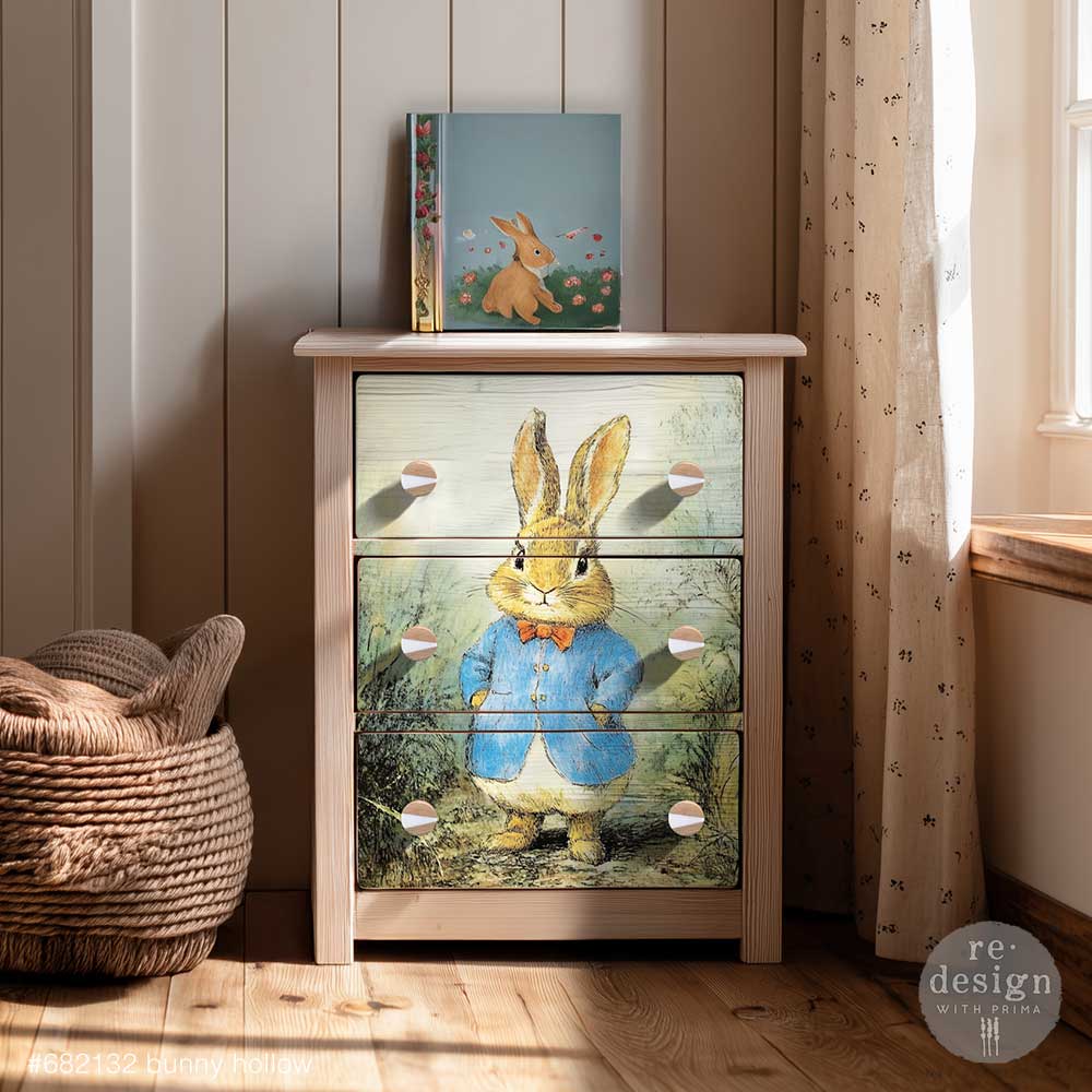 Bunny Hollow A3 Fiber Decoupage Paper peter rabbit | Paint Me Vintage