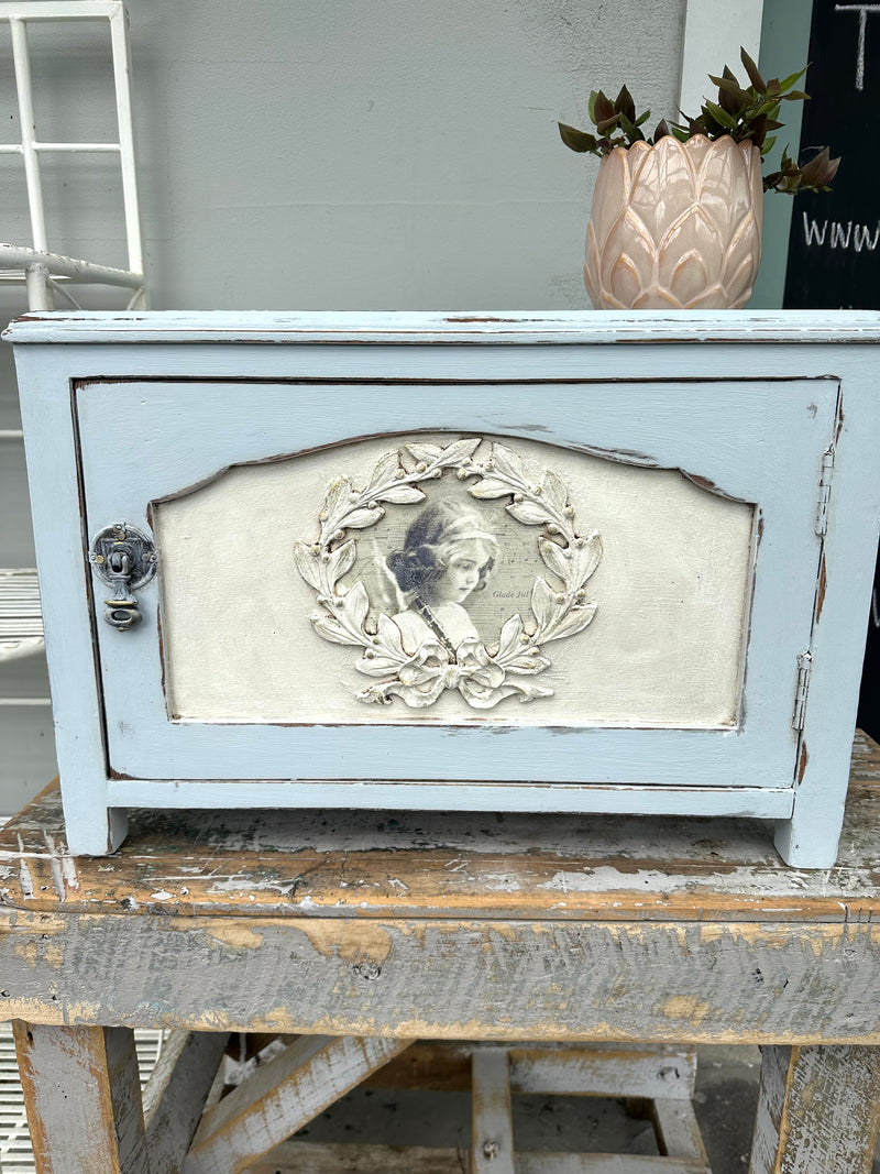 Shabby Chic storage box with door in Rivers Peak | Paint Me Vintage