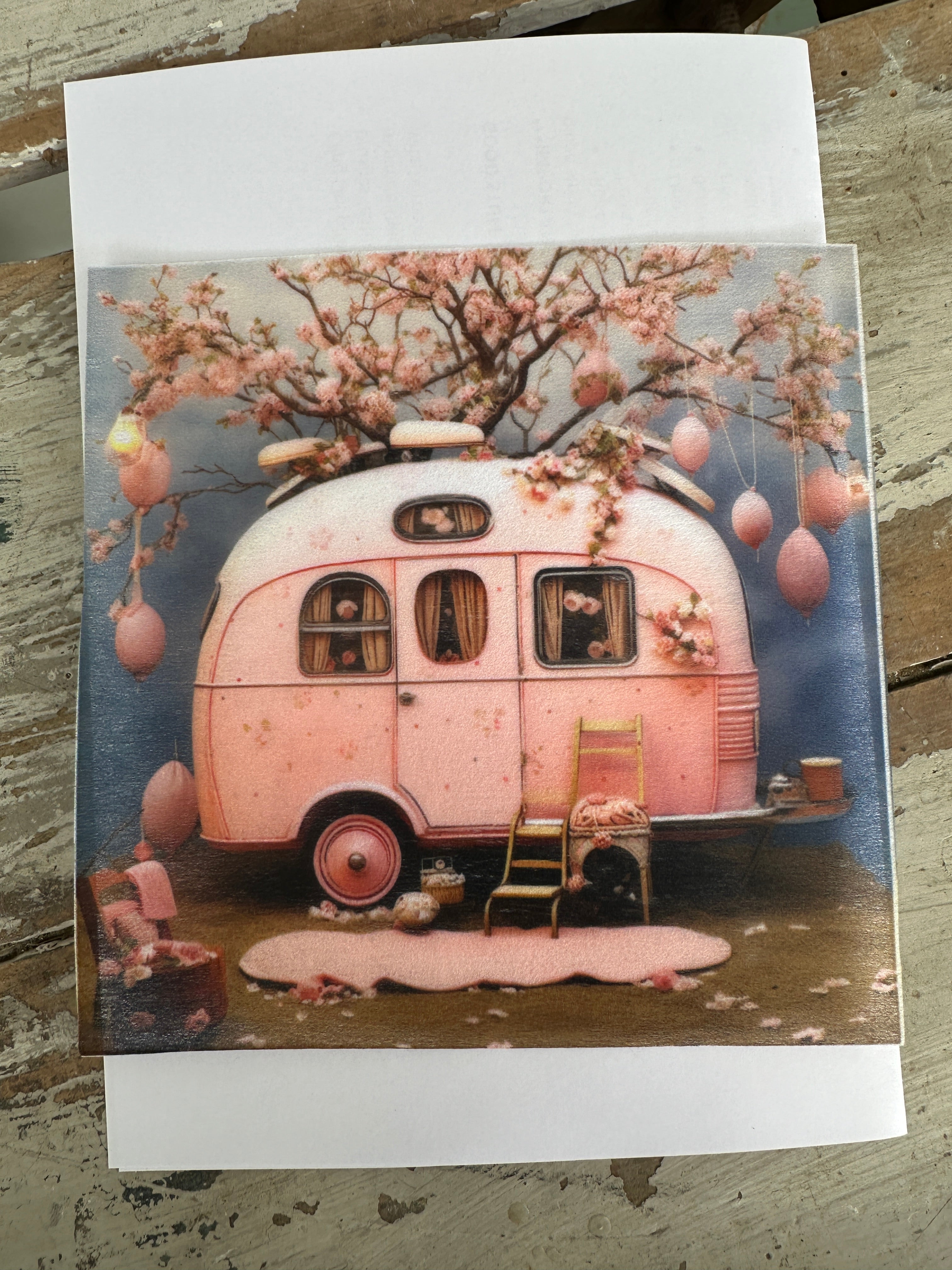 Mini decoupage Paper Pink Enchanted Camping – Paint Me Vintage
