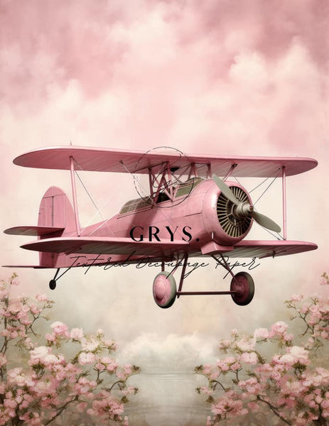 Pink Enchanted Flight Plane Paper for Decoupage A3 – Paint Me Vintage
